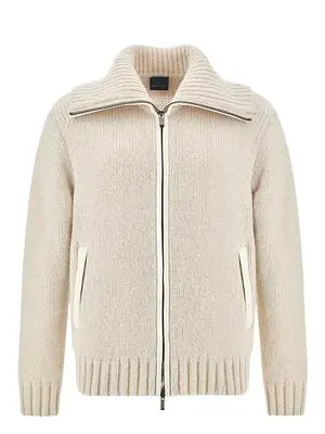 Paul & Shark Fine-gauge Wool Zip-up Sweater - Milk