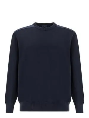 Paul & Shark Crew‑neck Sweater In Fresco Cotton With Linen Details - Dama Blue