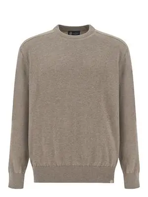 Paul & Shark Silk And Cotton Crew Neck Sweater With Wool And Silk Details - Brindle