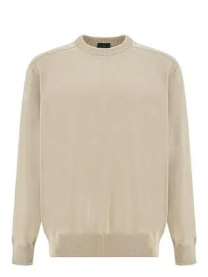 Paul & Shark Crew‑neck Sweater In Fresco Cotton With Linen Details - Beige