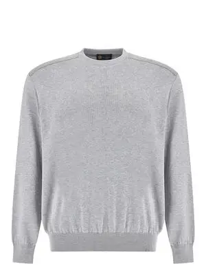 Paul & Shark Crew‑neck Sweater In Silk And Cotton With Wool And Silk Details - Light Grey
