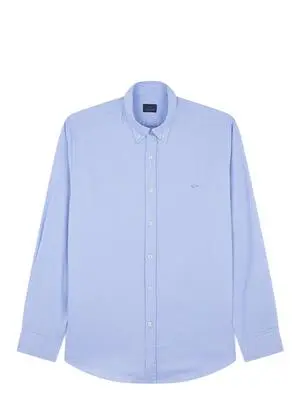Paul & Shark Oxford Cotton Shirt With Shark Embroidery Allure