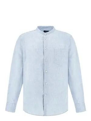 Paul & Shark Garment‑dyed Linen Shirt - Light Blue