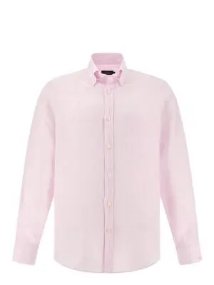 Paul & Shark Soffio Linen Shirt With Striped Pattern - Rows White Pink
