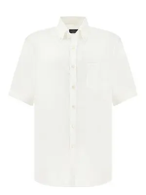 Paul & Shark Soffio Linen Shirt With Short Sleeves - White