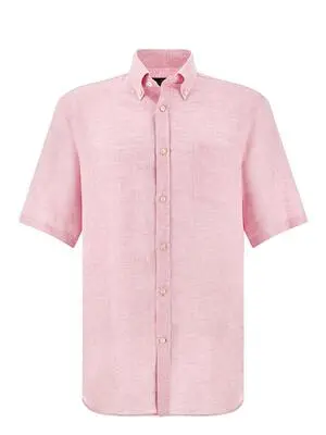 Paul & Shark Soffio Linen Shirt With Short Sleeves - Light Pink