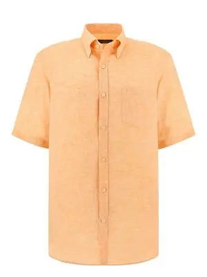 Paul & Shark Soffio Linen Shirt With Short Sleeves - Orange