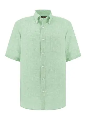 Paul & Shark Soffio Linen Shirt With Short Sleeves - Light Green