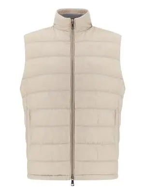 Paul & Shark Technical Ultralight Down Gilet With Alcantara® Details - Oatmeal