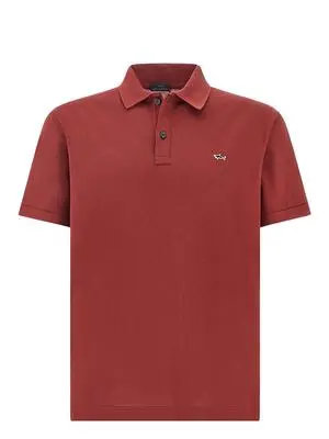 Paul & Shark Double Piqué Cotton Polo Shirt With Shark Embroidery - Ruby Wine