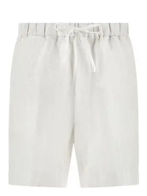 Paul & Shark Linen Bermuda Shorts With Drawstring - White