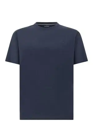 Paul & Shark Cotton Jersey T-shirt With Shark Fin Embroidery Blue