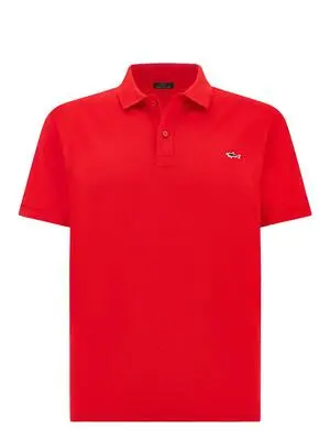 Paul & Shark Double Piqué Cotton Polo Shirt With Shark Embroidery - Red