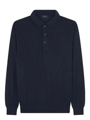 Paul & Shark Ultrafine Merino Wool Polo Shirt With Shark Embroidery - Blue
