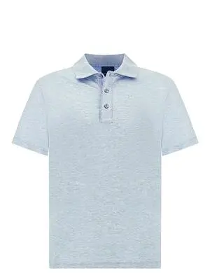 Paul & Shark Polo Shirt In Double Mercerised Cotton Jersey With Linen Details - Cerulean
