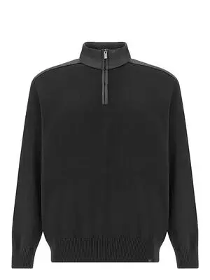 Paul & Shark Soft Cool Touch Wool Half-zip Sweater With Typhoon® Re-4x4 Stretch Details - Black