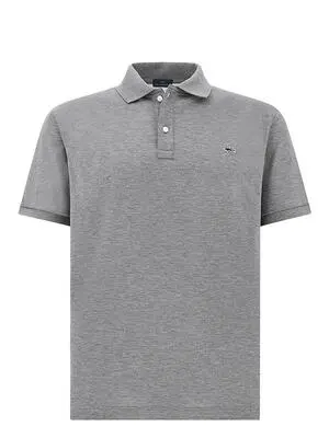 Paul & Shark Double Piqué Cotton Polo Shirt With Shark Embroidery - Alloy