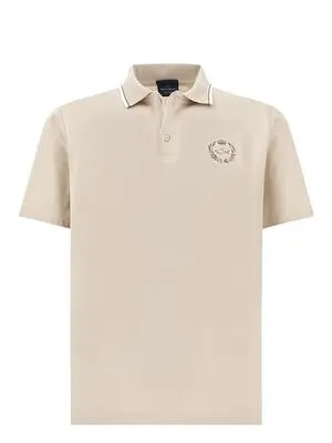 Paul & Shark Polo Shirt In Aqua Touch Cotton With Heraldic Embroidery - Beige
