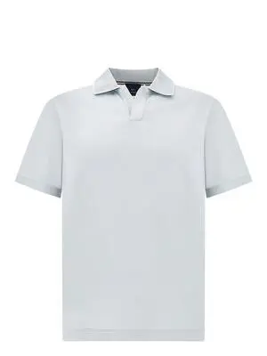 Paul & Shark Open‑collar Polo Shirt In Aqua Touch Cotton Skyride