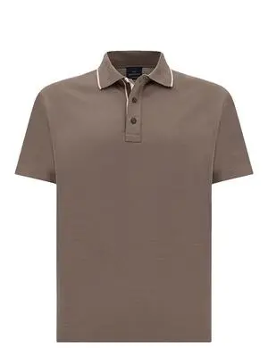 Paul & Shark Cotton Aqua Touch Polo With Striped Detail Morel