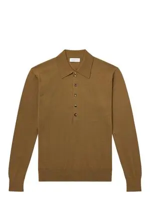 Dries Van Noten Muano Merino Wool Polo Shirt - Beige
