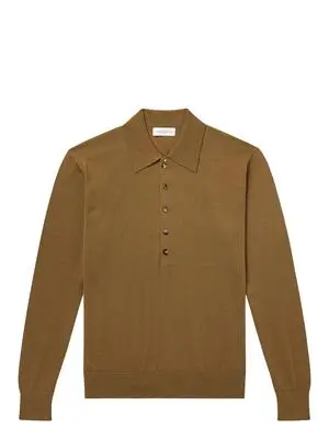 Dries Van Noten Muano Merino Wool Polo Shirt - Neutrals