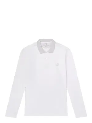 Brunello Cucinelli Logo-appliquéd Cotton-piqué Polo Shirt - White