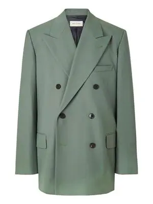 Dries Van Noten Bosier Double-breasted Wool-gabardine Blazer - Green