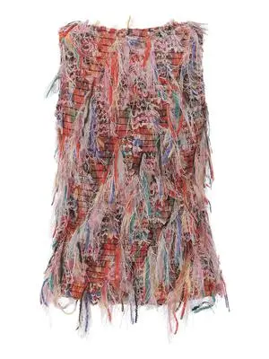 FRONT ROW SHOP Julie Fringed Top Pink