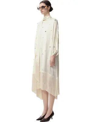 FRONT ROW SHOP Neutrals Stud-embellished Scarf Dress Ivory - White