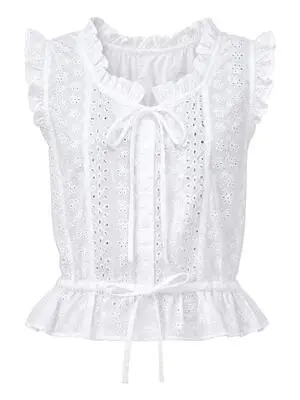 THE WELL WORN The Marnie Top - Crisp White Broderie