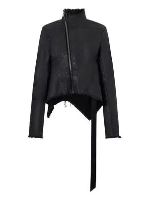 Rick Owens Naska Gary Distressed Waxed Denim Jacket - Black