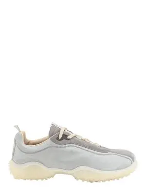 Miu Miu Nylon And Suede Sneakers With Embroidered Logo - Grey