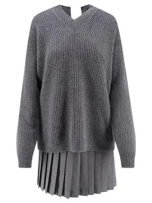 SEMICOUTURE Oliva Merino Wool Blend Dress - Grey