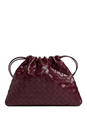 Bottega Veneta Medium Dustbag Leather Clutch Bag With Woven Effect Red