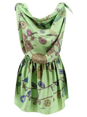 VERSACE Printed Silk Twill Mini Dress