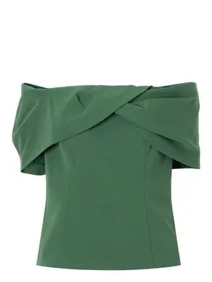 Carolina Herrera Off-the-shoulder Wool-blend Blouse - Green