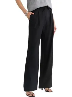 Nordstrom Drawstring Wide Leg Pants - Black