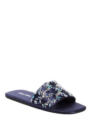 Miu Miu Strass Slide Sandal - Baltico
