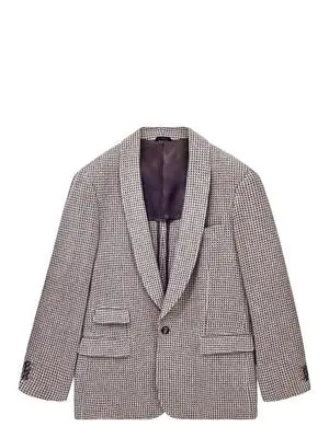 Giorgio Armani Blazer Heritage Oversized Cashmere Wool Micro Jacquard Knit - Brown