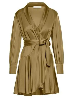 Zimmermann Silk Wrap Mini Dress - Yellow