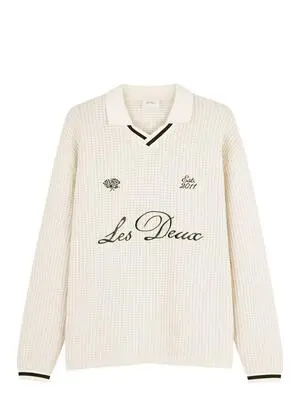 LES DEUX Waffle Long Sleeve Football Jersey Ivory