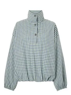 Marni Gathered Checked Cotton Blouse - Green