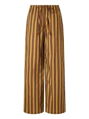 Staud Mateo Striped Stretch Cotton-gabardine Wide-leg Pants - Brown