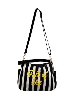 LILLY LOVES Full Of Shit Stripe Shoulder Bag - Black