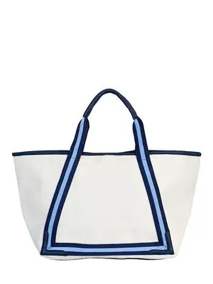 Helen Jon Helen Jon Canvas Beach Tote With Vegan Leather Trim Navy