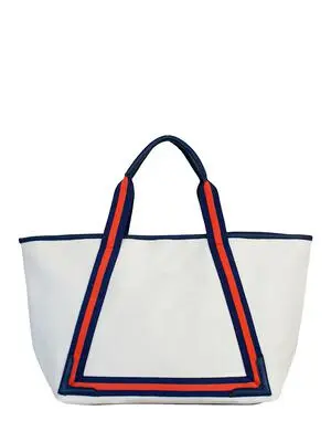 Helen Jon Helen Jon Canvas Beach Tote With Vegan Leather Trim Poppy