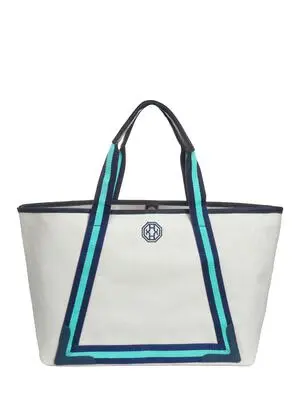 Helen Jon Helen Jon Canvas Beach Tote With Vegan Leather Trim Teal