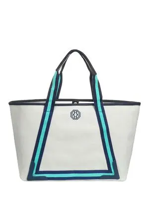 Helen Jon Helen Jon Canvas Beach Tote With Vegan Leather Trim Teal