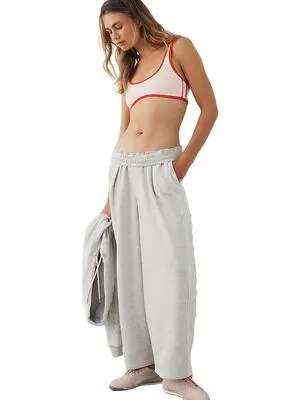 Daily Practice Lace Trimmed Jogger Pants - Light Grey